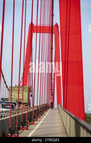 The Rhine bridge Emmerich, federal road B220, longest suspension bridge ...