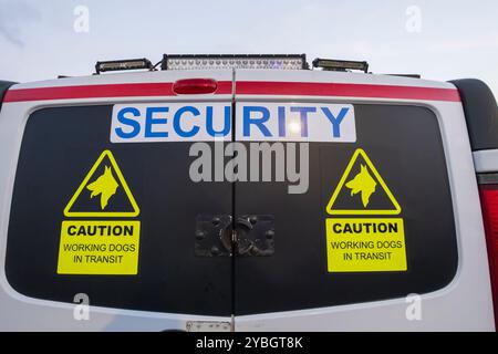 England, Kent, Dog Unit Security Van Warning Sign Stock Photo - Alamy