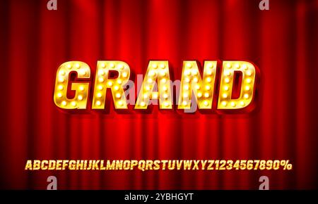 Grand opening font set collection, letters and numbers symbol. Vector ...
