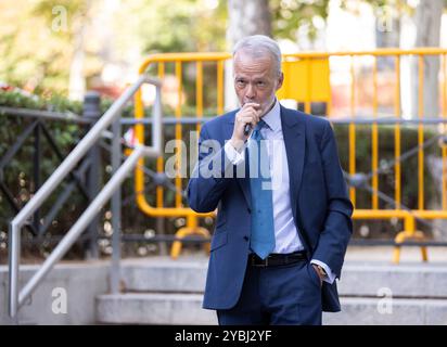 Begoña Gómez's lawyer, Antonio Camacho, on his arrival at the Plaza ...