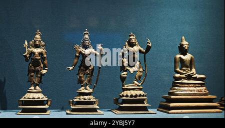 Row Of Old Ancient Bronze Figurines Of Indian Deities And Avatars. 18 ...