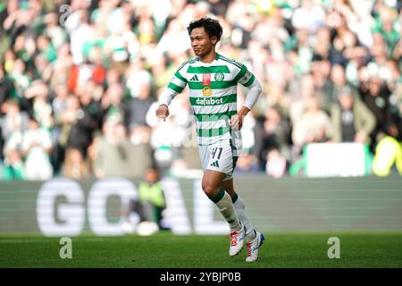 Celtic's Reo Hatate celebrates scoring their side's second goal of the ...