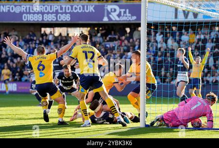 Derby County's Jerry Yates scores his sides first goal from the penalty ...
