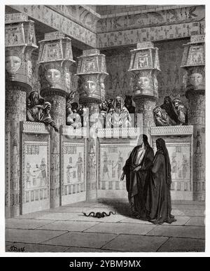 Moses and Aaron before Pharaoh. Moses the Hebrew prophet turns his ...