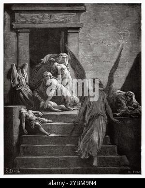 The tenth Plague: Death of Egyptians’ firstborn children, woodcut by ...