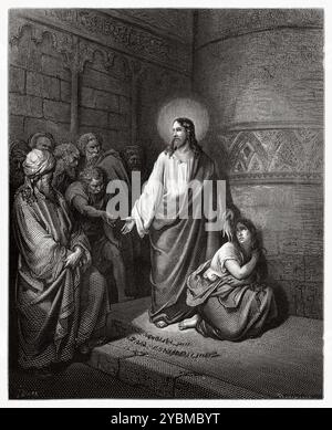 Christ and the adulterous woman. Jesus defends the woman taken in ...