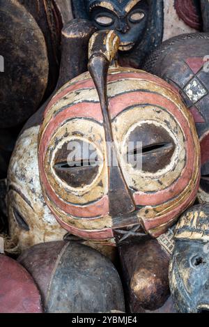 African masks at East African art Village in Kampala Uganda Stock Photo ...