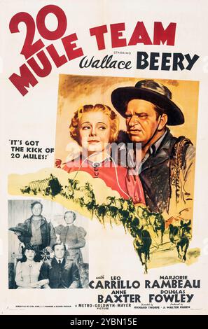 20 Mule Team (MGM, 1940) vintage film poster - Wallace Beery, Leo ...