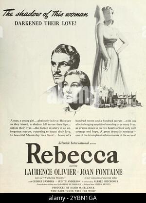 Rebecca, Alfred Hitchcock. Movie poster for Alfred Hitchcock's "Rebecca ...