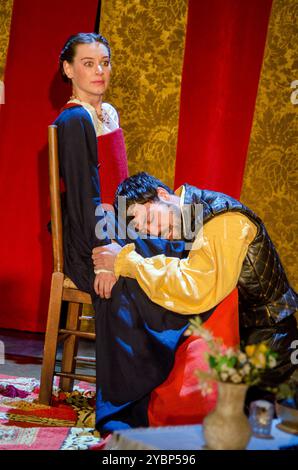 Royal Shakespeare Company actor Alex Hassell (front) and Rugby players ...