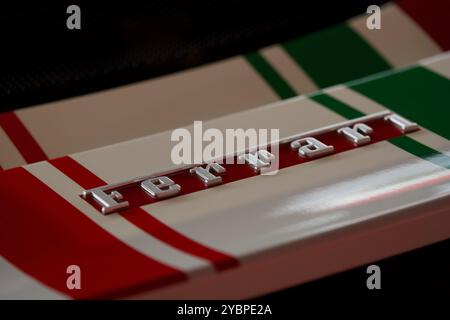 Italian flag livery on Ferrari 296 Challenge race car at Circuit Enzo ...