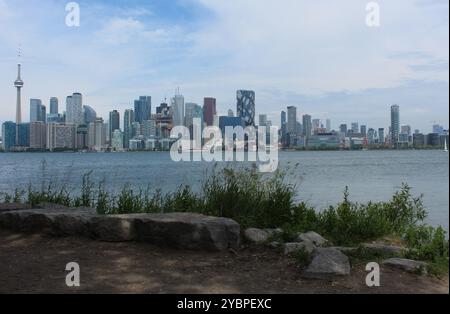 Downtown Toronto skyline, including CN Tower and Rogers Center, as seen ...