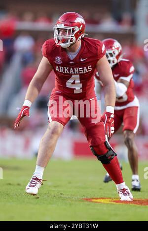 October 19, 2024: Arkansas defensive lineman Eric Gregory #50 works to ...