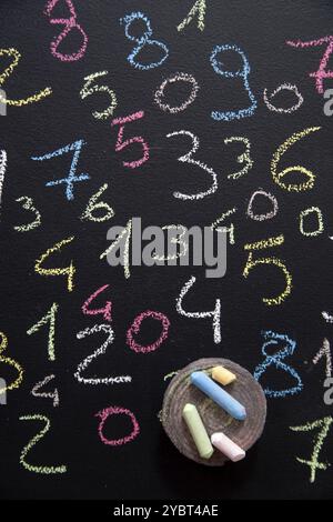 empty blackboard with colorful chalks Stock Photo - Alamy
