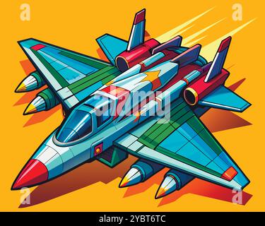 F-35 F-16 fighter jet seen from the side view vector illustration ...