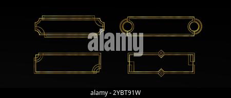 Gold ui frame rpg game button. Medieval border design for title or banner. Fancy royal interface ...