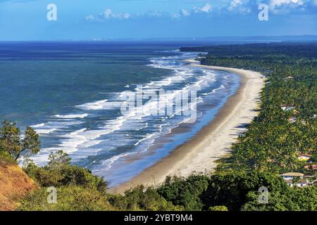 Top view of the beaches of Sargi and Pe de Serra with their coconut ...