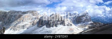 View of the Tofane group in the Dolomiti Mountains, Cortina, Italy 2022 ...