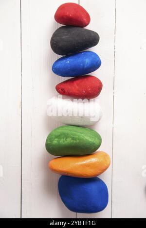 Series of stones of white marble colored with different colors Stock ...