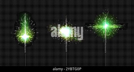 Green sparkler sticks set isolated on transparent background. Vector ...