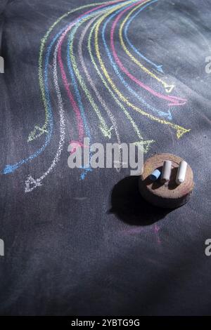 Colorful curved arrows drawn with chalk on blackboard Stock Photo - Alamy