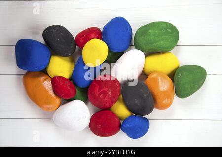 Series of stones of white marble colored with different colors Stock ...