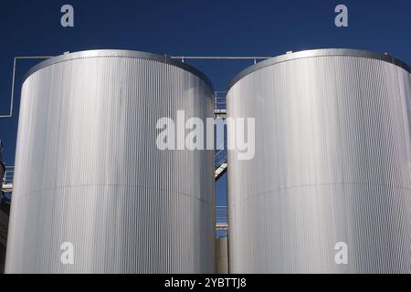 Elements of the food industry series of silos for storing raw material ...