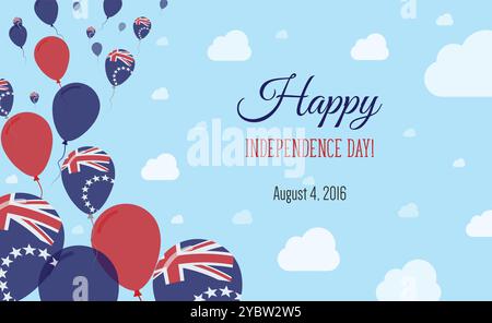 Cook Islands Independence Day Sparkling Patriotic Poster. Row of ...
