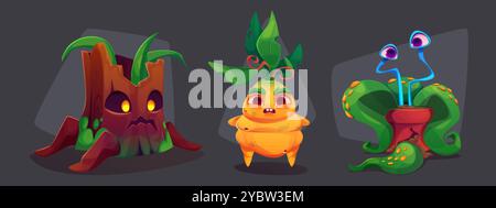 Scary monster plants and flowers with creepy faces, mouths and teeth ...
