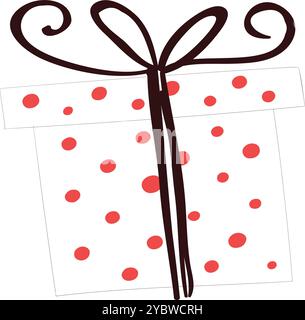 Valentines day illustration. Gift box with blue bow ribbon. Vector ...