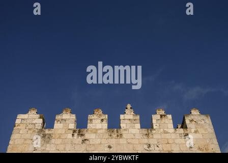 A detailed section of the ancient stone ramparts and walls of the Old ...