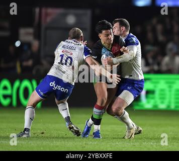 Fin Baxter of Harlequins in action during the Harlequins v Saracens ...
