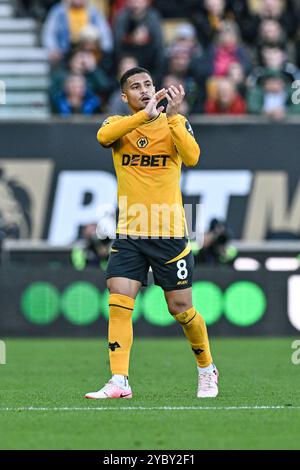 Wolverhampton Wanderers' Joao Gomes applauds the fans as he is ...