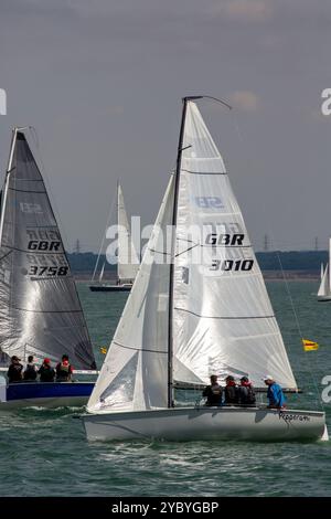 Cowes Week 2022 - Laser SB20 class yachts racing in the regatta Stock ...