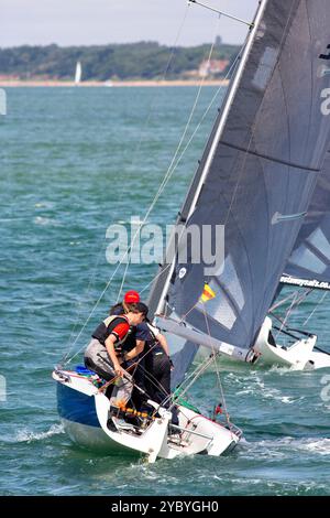 Cowes Week 2022 - Laser SB20 class yachts racing in the regatta Stock ...