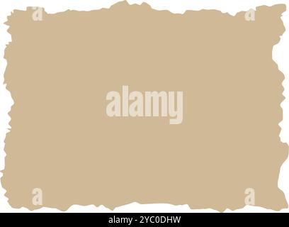 Jagged paper piece or old papyrus map texture. Rectangular shape with ...