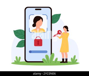 Phone Face Recognize Unlock Vector. Unlock Face ID Stock Vector Image ...