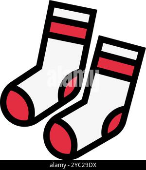 Laundry sock icon flat vector. Winter sock. Cute pair item isolated ...