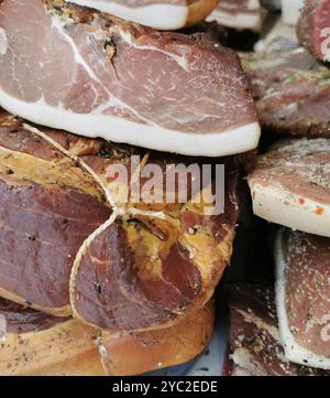 smoked meat texture as very nice food background Stock Photo - Alamy