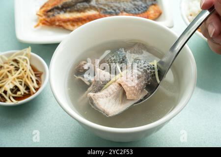 Milkfish skin soup, distinctive and famous seafood cuisine of Taiwanese ...