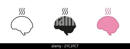 Pink Brain with Steam Icon. Mental Stress Concept Symbol. Burnout and ...