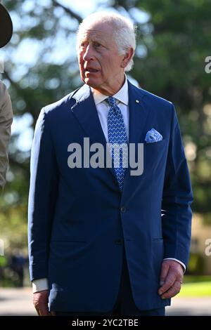 King Charles participate in a ceremonial puck drop with street hockey captains Chris Phillips ...