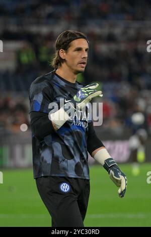 Inter Milan's goalkeeper Yann Sommer shoots the ball during a training ...