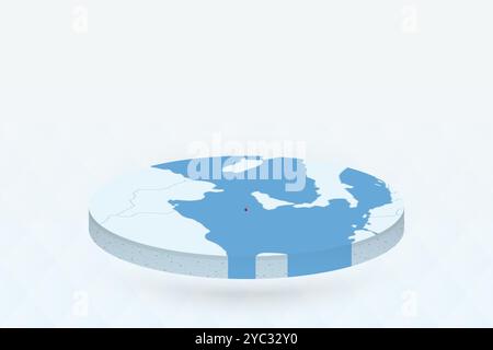 3d vector isometric Malta map in neon green colors on dark blue ...