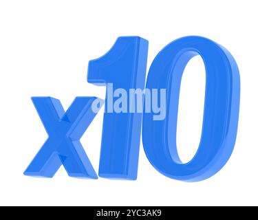Blue x10 symbol on white background. Isolated 3d illustration Stock ...