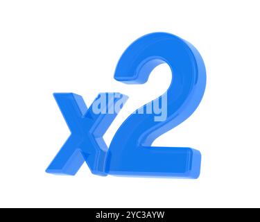 Blue x2 symbol on white background. Isolated 3d illustration Stock ...