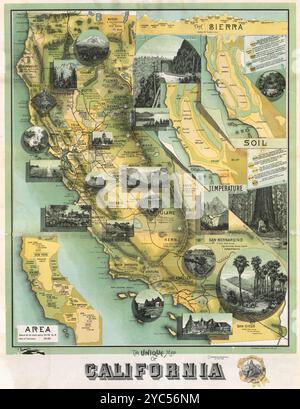 Vintage Detailed California Maps Printable Download Travel Poster Stock ...