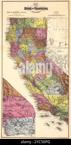 Vintage Detailed California Maps Printable Download Travel Poster Stock ...