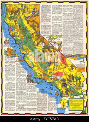 Vintage Detailed California Maps Printable Download Travel Poster Stock ...