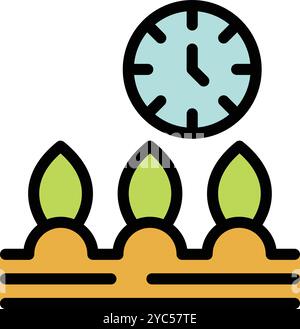 A plant life cycle showing stages of growth in soil. Green color ...